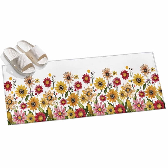 Area Rug 2x6ft Red Yellow Flowers Area Rugs for Kitchen Runner Rug Pink ...