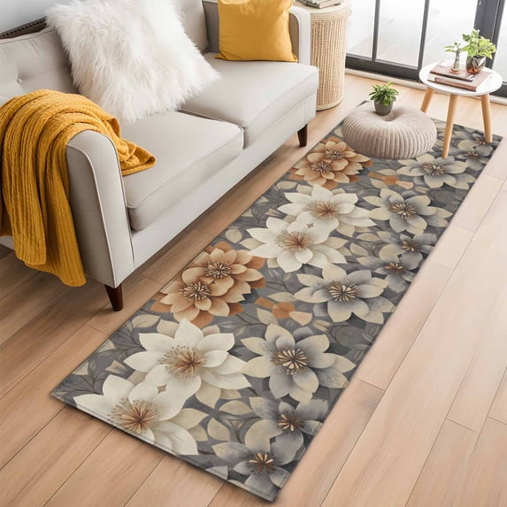 Area Rug 2x6ft Retro Elegant Pastoral Flower Area Rugs Washable Low ...