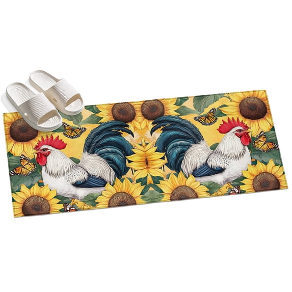 Area Rug 2x6ft Rooster Sunflower Butterfly Area Rugs for Kitchen Runner ...