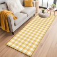 Area Rug 2x6ft Rustic Country Yellow and White Buffalo Lattice Checked ...