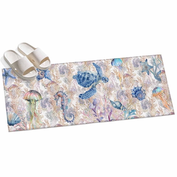 Area Rug 2x6ft Sea Turtle Seahorse Area Rugs for Kitchen Runner Rug ...