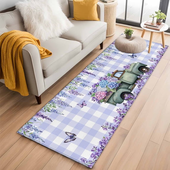 Area Rug 2x6ft Spring Embroidered Ballads Trucks Area Rugs Washable Low ...