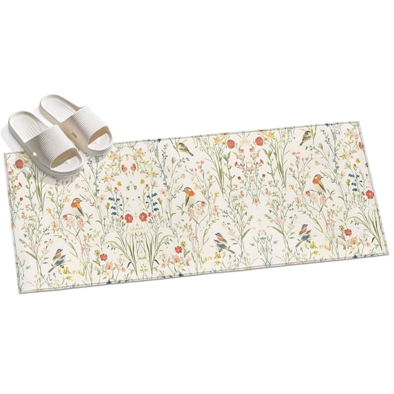 Area Rug 2x6ft Spring Floral Leaves Area Rugs for Kitchen Runner Rug ...