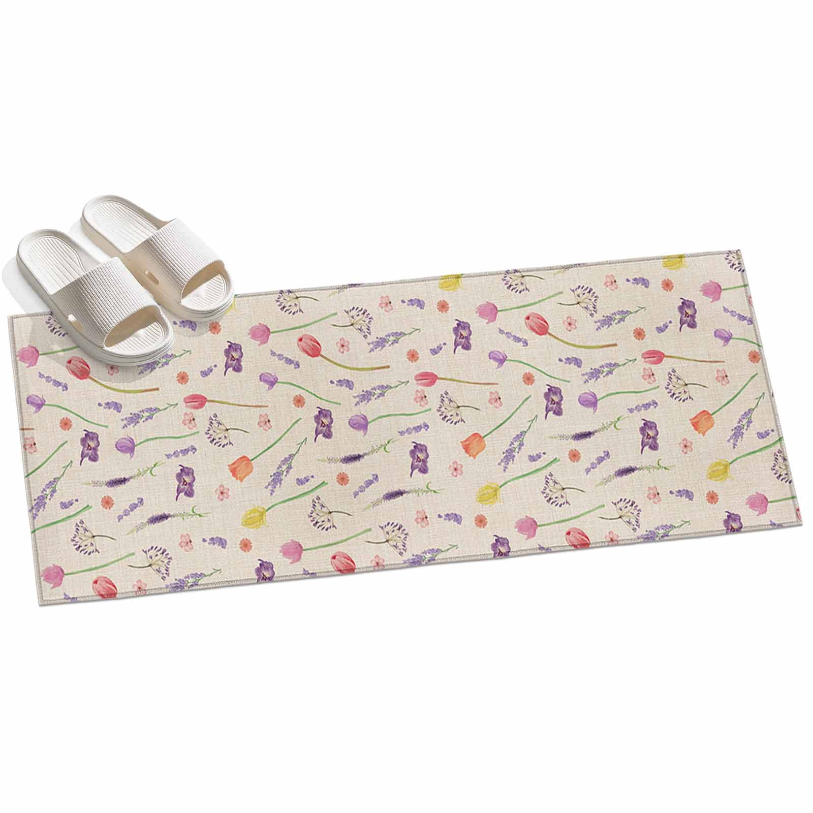 Area Rug 2x6ft Spring Flowers Tulip Lavender Area Rugs for Kitchen ...