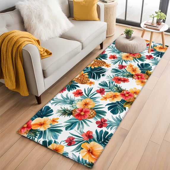 Area Rug 2x6ft Summer Pineapple Flower Area Rugs Washable Low Pile ...