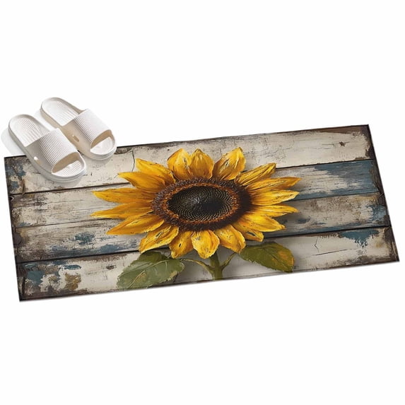 Area Rug 2x6ft Sunflower Leaf Area Rugs for Kitchen Runner Rug Retro ...
