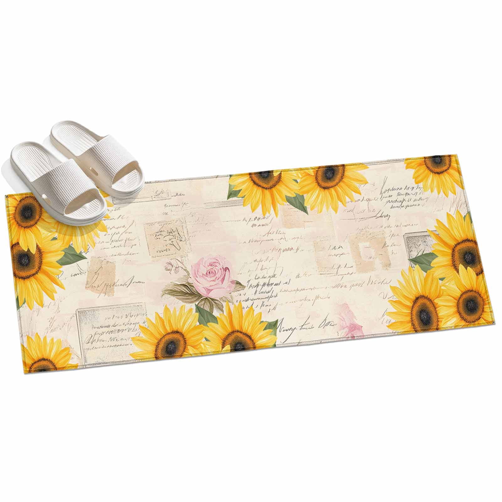 Area Rug 2x6ft Sunflower Leaf Area Rugs for Kitchen Runner Rug Yellow ...