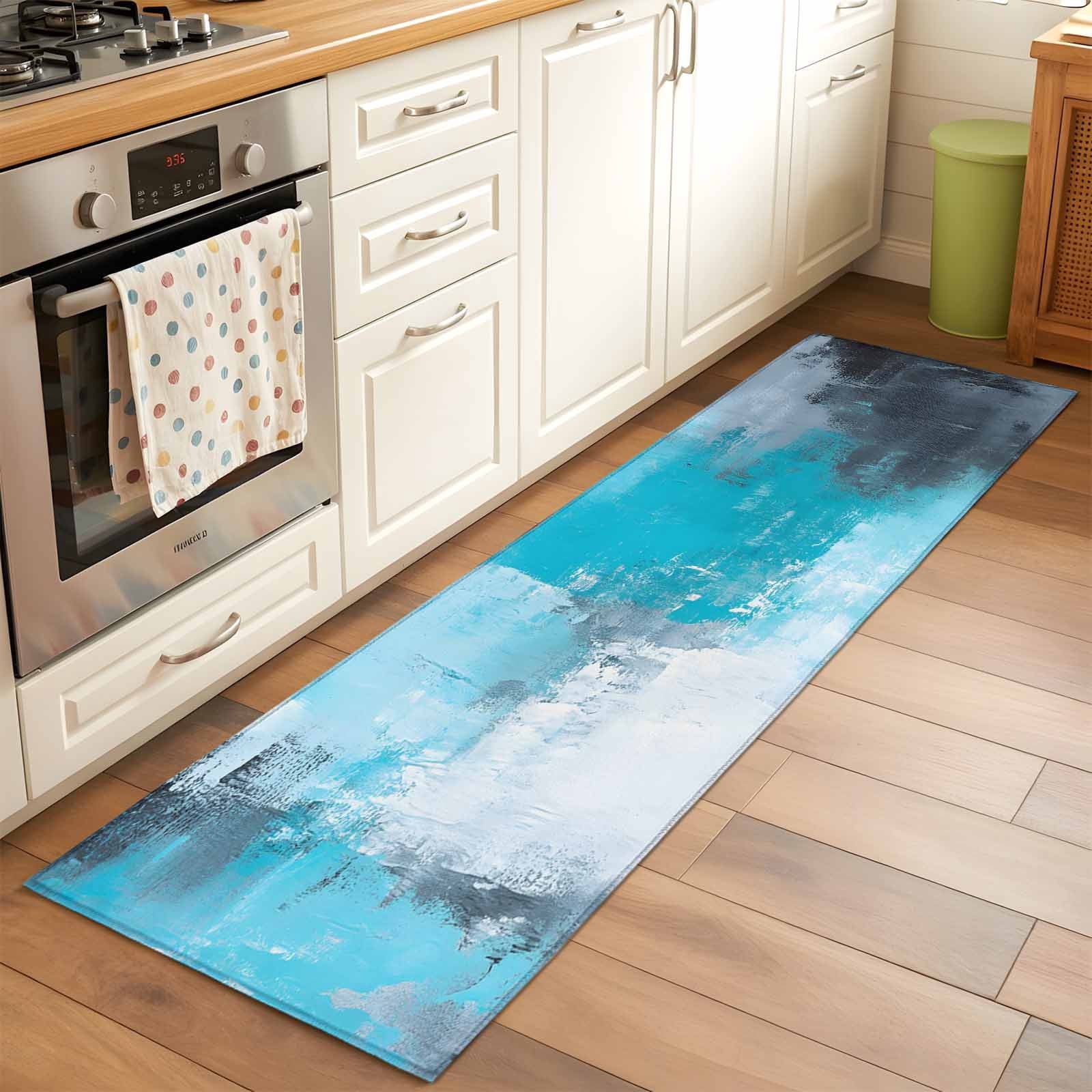 Area Rug 2x6ft Teal Blue Washable Area Rugs for Living Room Ombre ...
