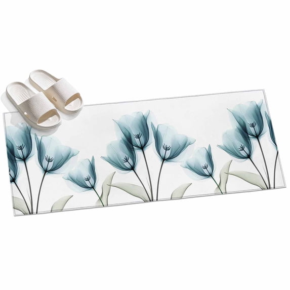Area Rug 2x6ft Teal Green Tulip Area Rugs for Kitchen Runner Rug Plant ...