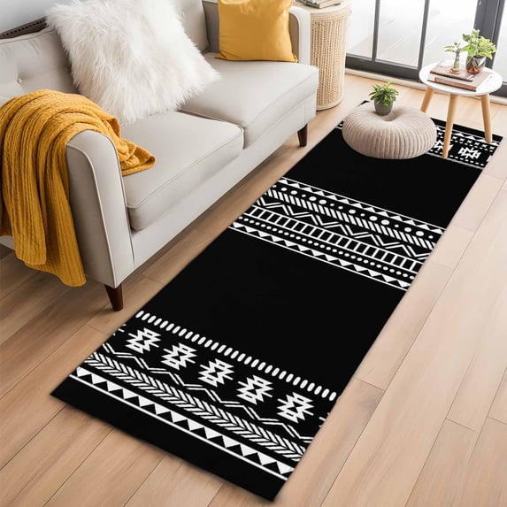 Area Rug 2x6ft Vintage Geometric Boho Art Lines Area Rugs Washable Low ...