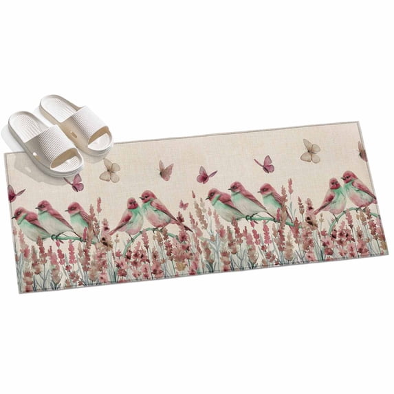 Area Rug 2x6ft Watercolor Birds Area Rugs for Kitchen Runner Rug Red ...