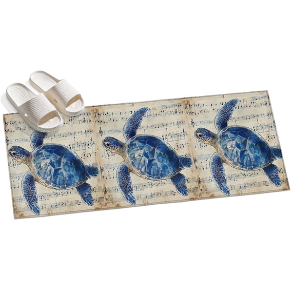 Area Rug 2x6ft Watercolor Blue Turtle Area Rugs for Kitchen Runner Rug ...
