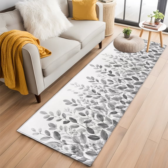 Area Rug 2x6ft Watercolor Country Eucalyptus Leaf Area Rugs Washable ...