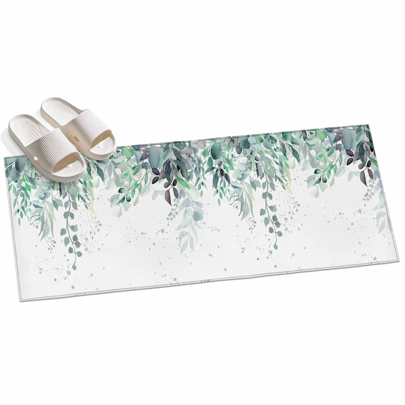 Area Rug 2x6ft Watercolor Eucalyptus Leaf Area Rugs for Kitchen Runner ...