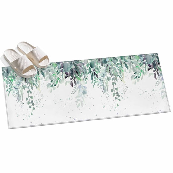 Area Rug 2x6ft Watercolor Eucalyptus Leaf Area Rugs for Kitchen Runner ...
