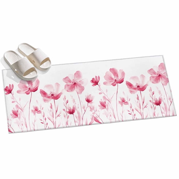 Area Rug 2x6ft Watercolor Flower Area Rugs for Kitchen Runner Rug Pink ...