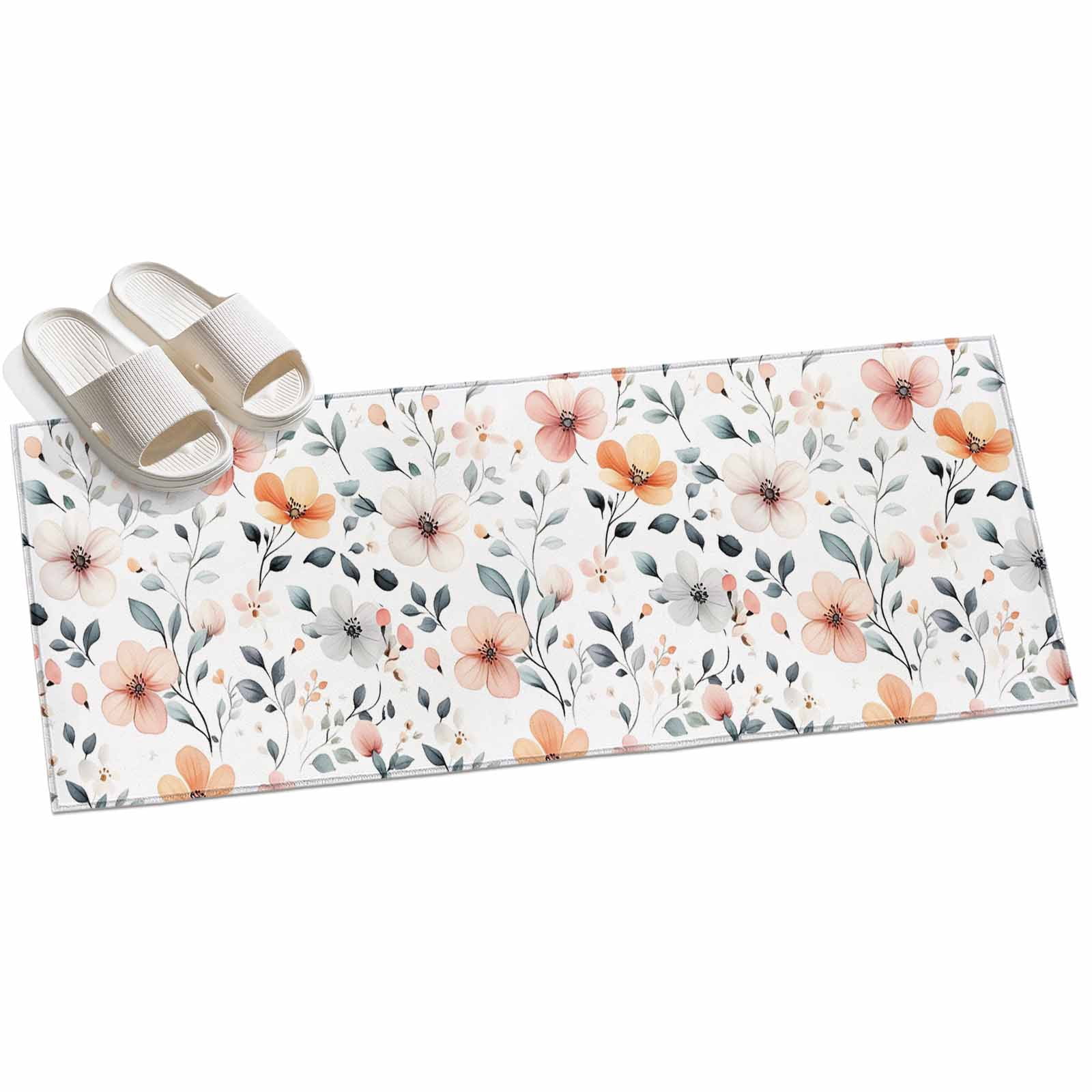 Area Rug 2x6ft Watercolor Flower Area Rugs for Kitchen Runner Rug ...