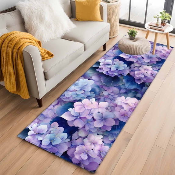 Area Rug 2x6ft Watercolor Purple Embroidery Balls Area Rugs Washable ...