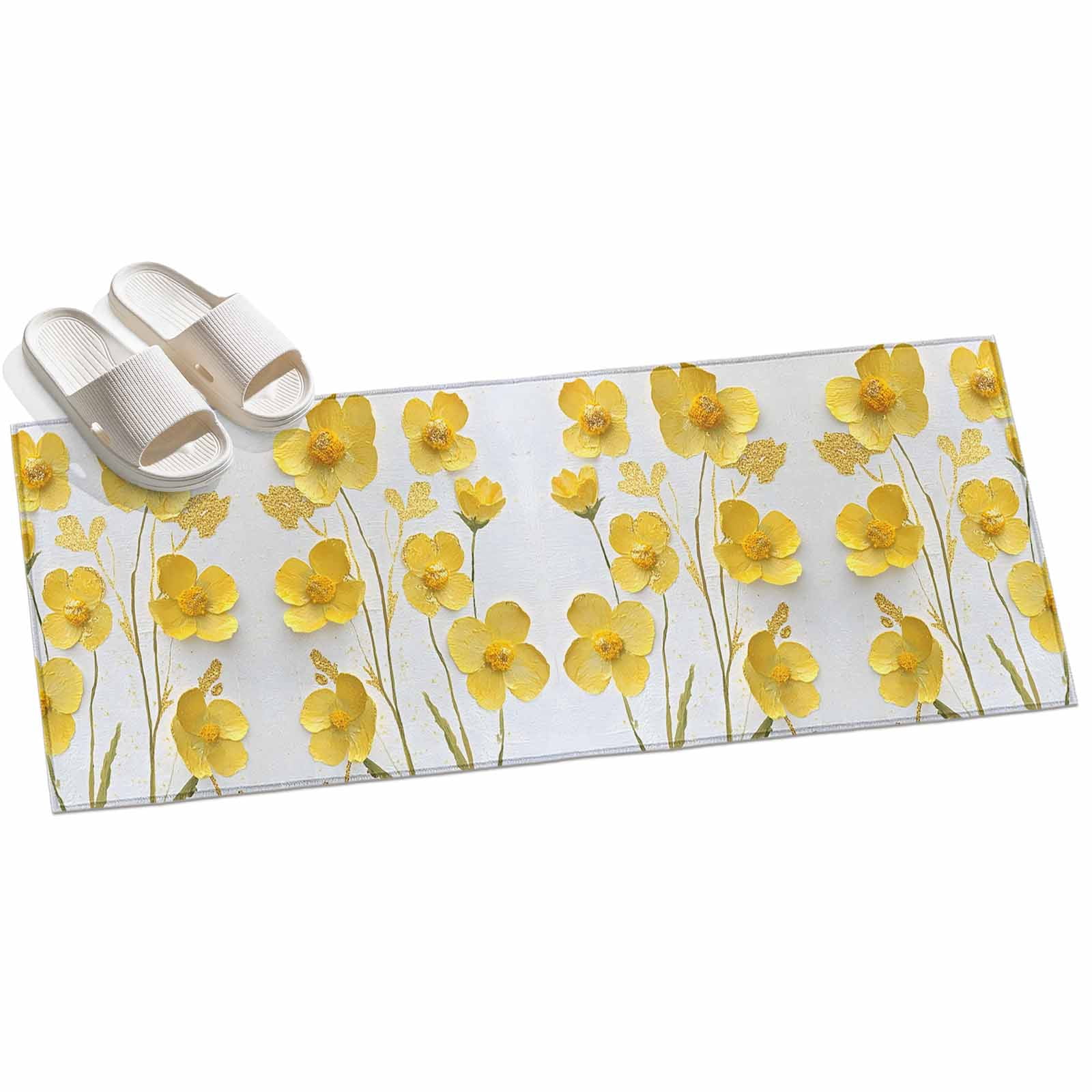 Area Rug 2x6ft Watercolor Yellow Spring Flower Area Rugs for Kitchen ...