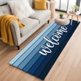 Area Rug 2x6ft Welcome Text Blue Ombre Wooden Area Rugs Washable Low ...