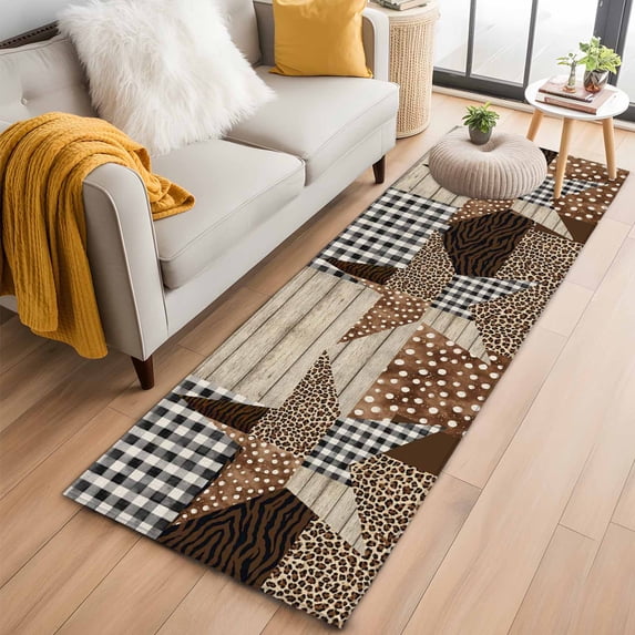 Area Rug 2x6ft Western Star Collage Area Rugs Washable Low Pile Floor ...