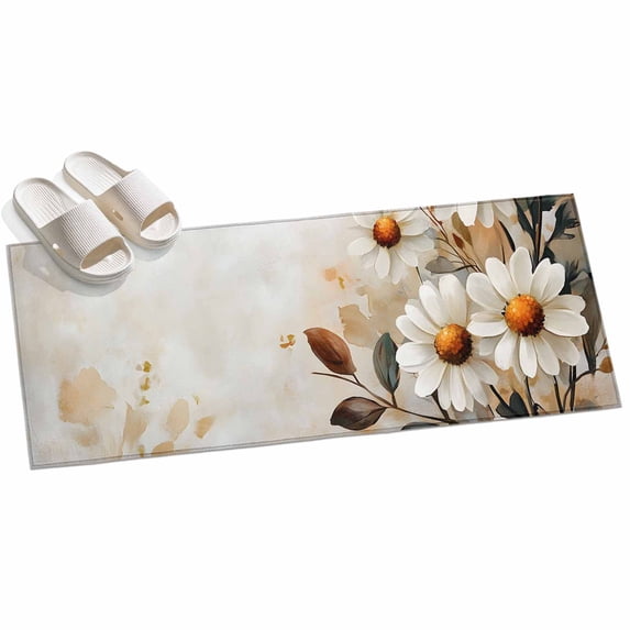 Area Rug 2x6ft White Flowers Leaves Area Rugs for Kitchen Runner Rug ...