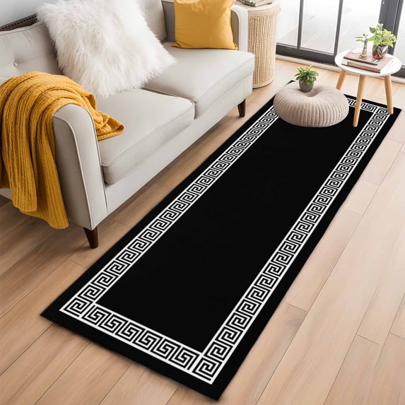 Area Rug 2x6ft White Simple Geometric Pattern Area Rugs Washable Low ...