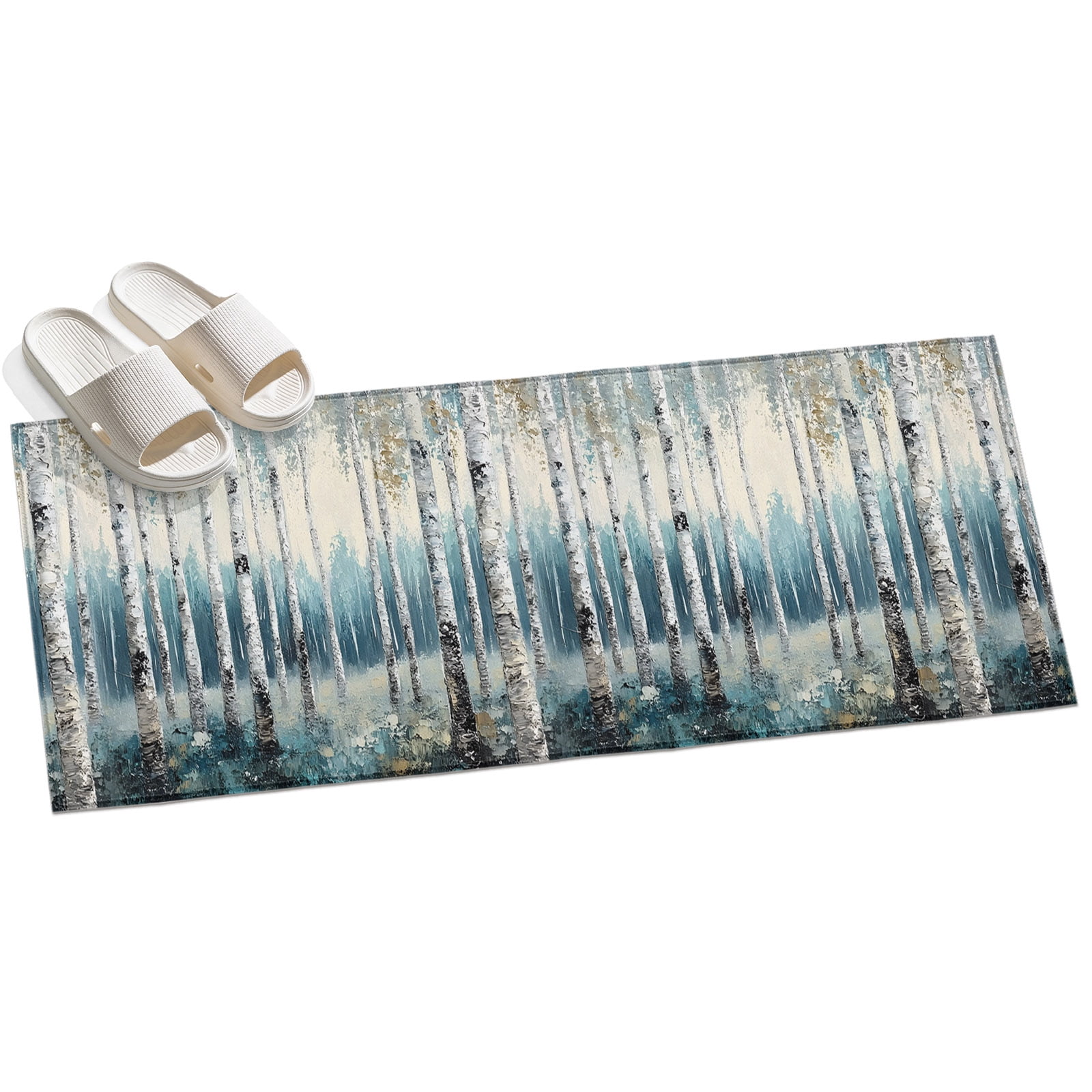 Area Rug 2x6ft White Trees Forest Area Rugs for Kitchen Runner Rug ...