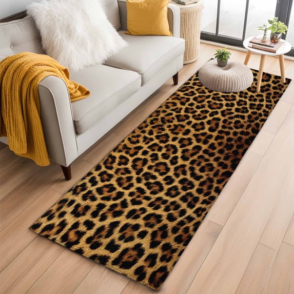 Area Rug 2x6ft Wild Abstract Leopard Skin Area Rugs Washable Low Pile ...