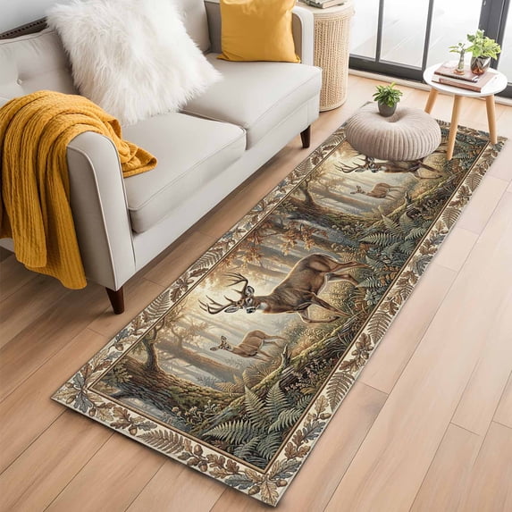 Area Rug 2x6ft Wild Elk Deer Natural Forest Scene Area Rugs Washable ...