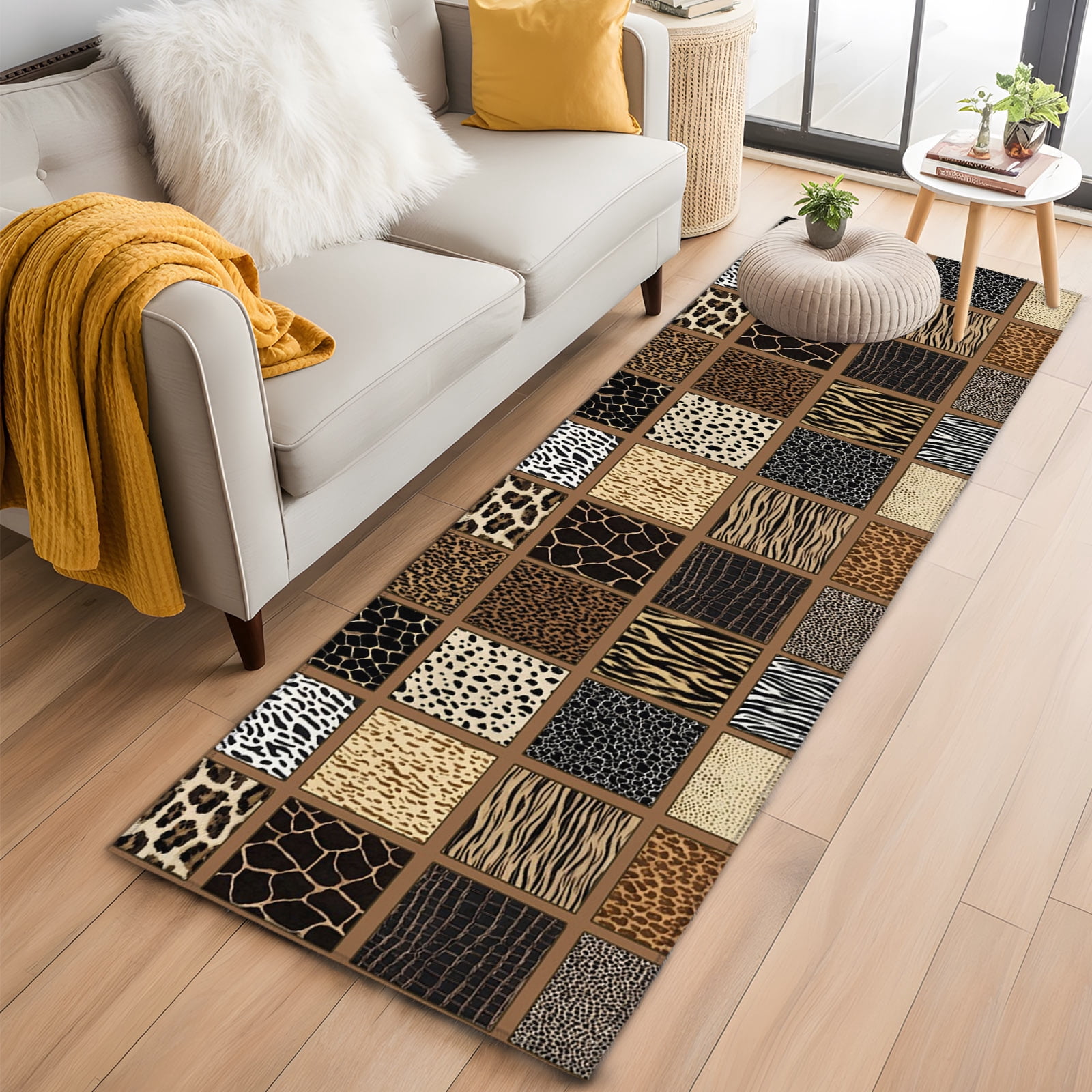 Area Rug 2x6ft Wild Tiger Leopard Cow Texture Area Rugs Washable Low ...