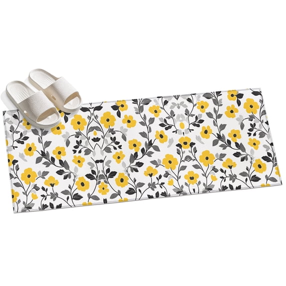 Area Rug 2x6ft Yellow Floral Area Rugs for Kitchen Runner Rug Farmhouse ...
