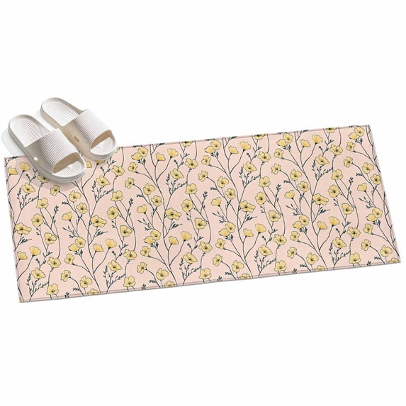 Area Rug 2x6ft Yellow Flower Area Rugs for Kitchen Runner Rug Floral ...