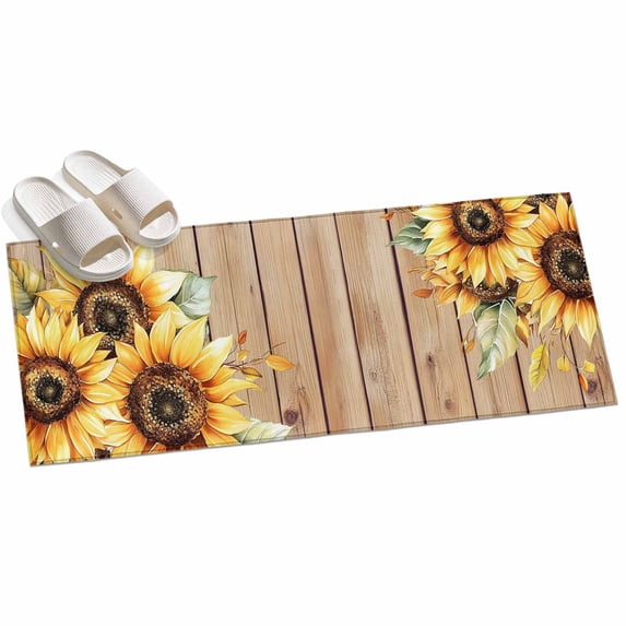 Area Rug 2x6ft Yellow Sunflower Leaves Area Rugs for Kitchen Runner Rug ...