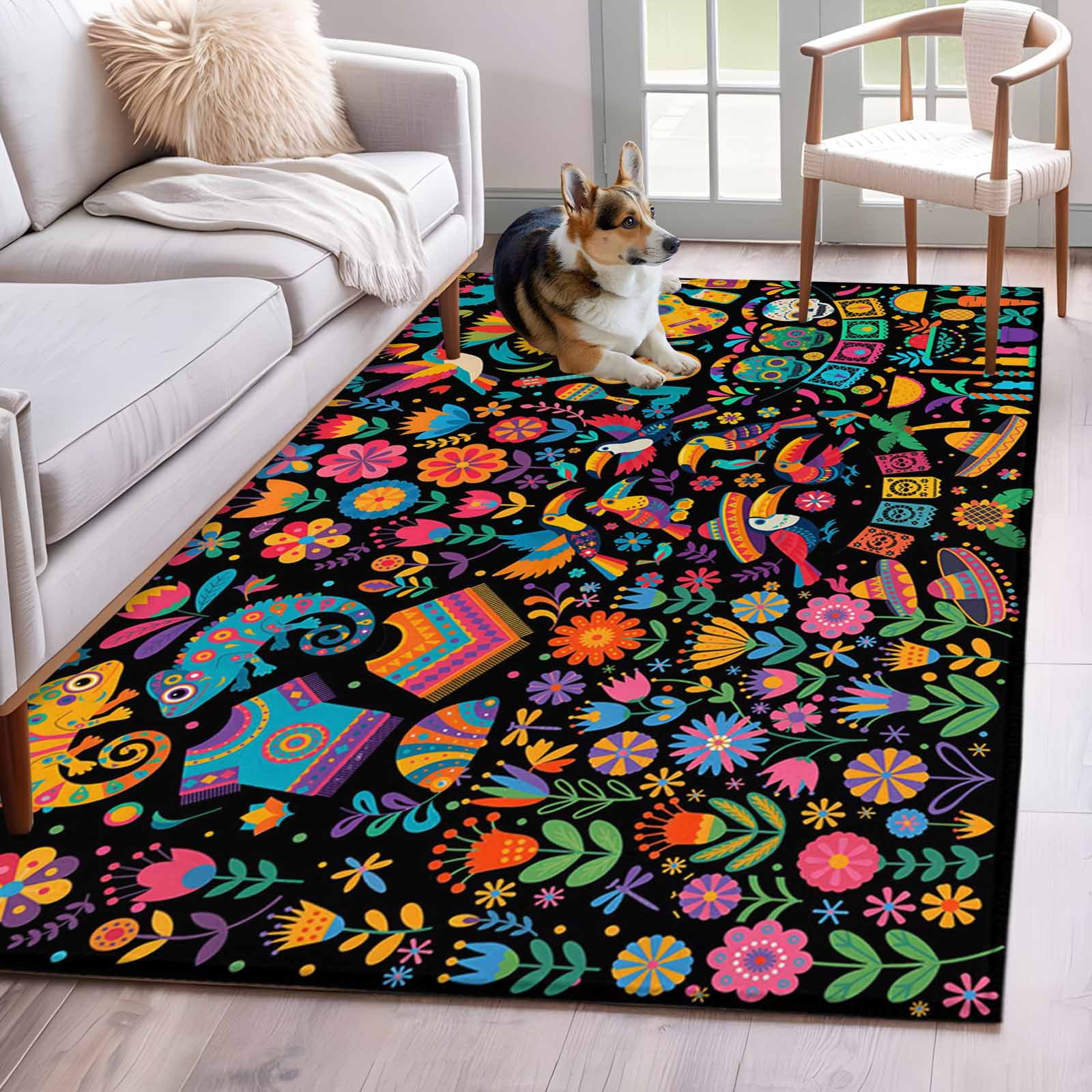 Area Rug 3'x5', Colorful Cartoon Non-slip Runner Rug Carpet for Bedside ...