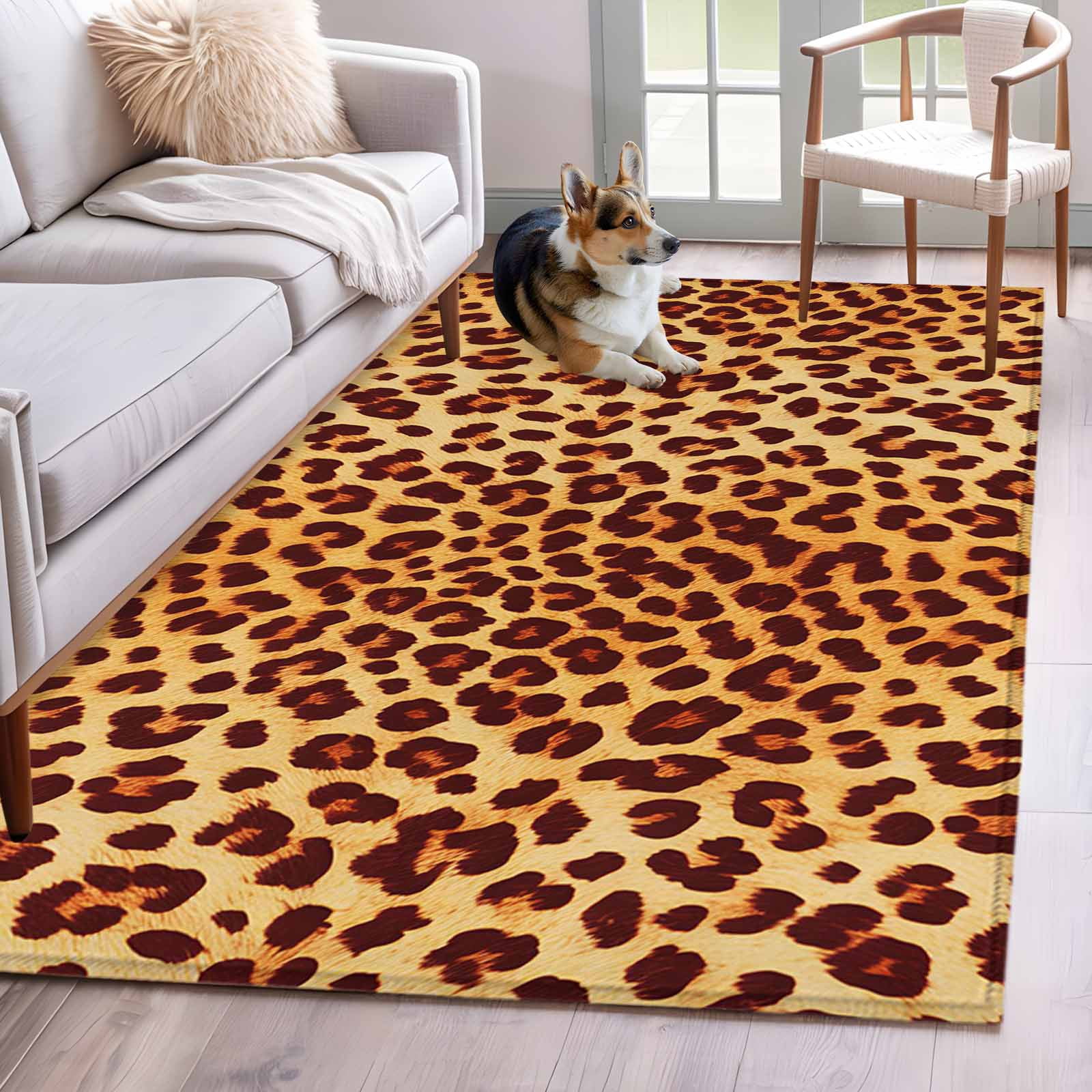 Area Rug 3'x5', Leopard Texture Print Non-slip Runner Rug Carpet for ...