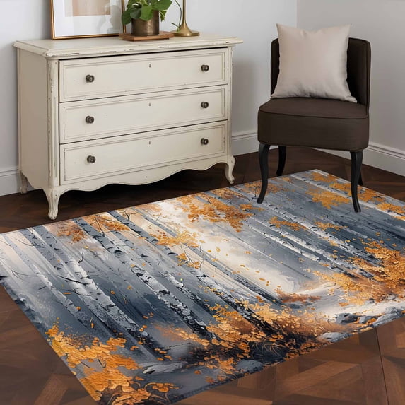 Area Rug 36×60in, Abstract Autumn Forest Natural Scene Floor Carpet ...