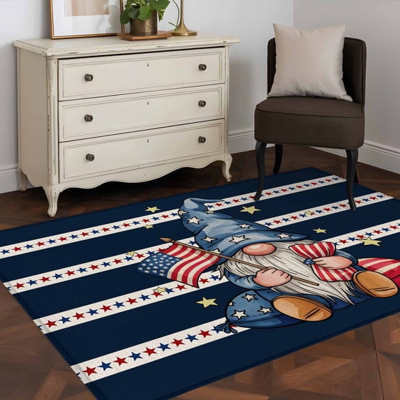 Area Rug 36×60in, American Flag Gnome Blue Line Star Floor Carpet ...