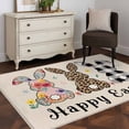 Area Rug 36×60in, Easter Rabbit Spring Flower Leopard Bunny Floor ...