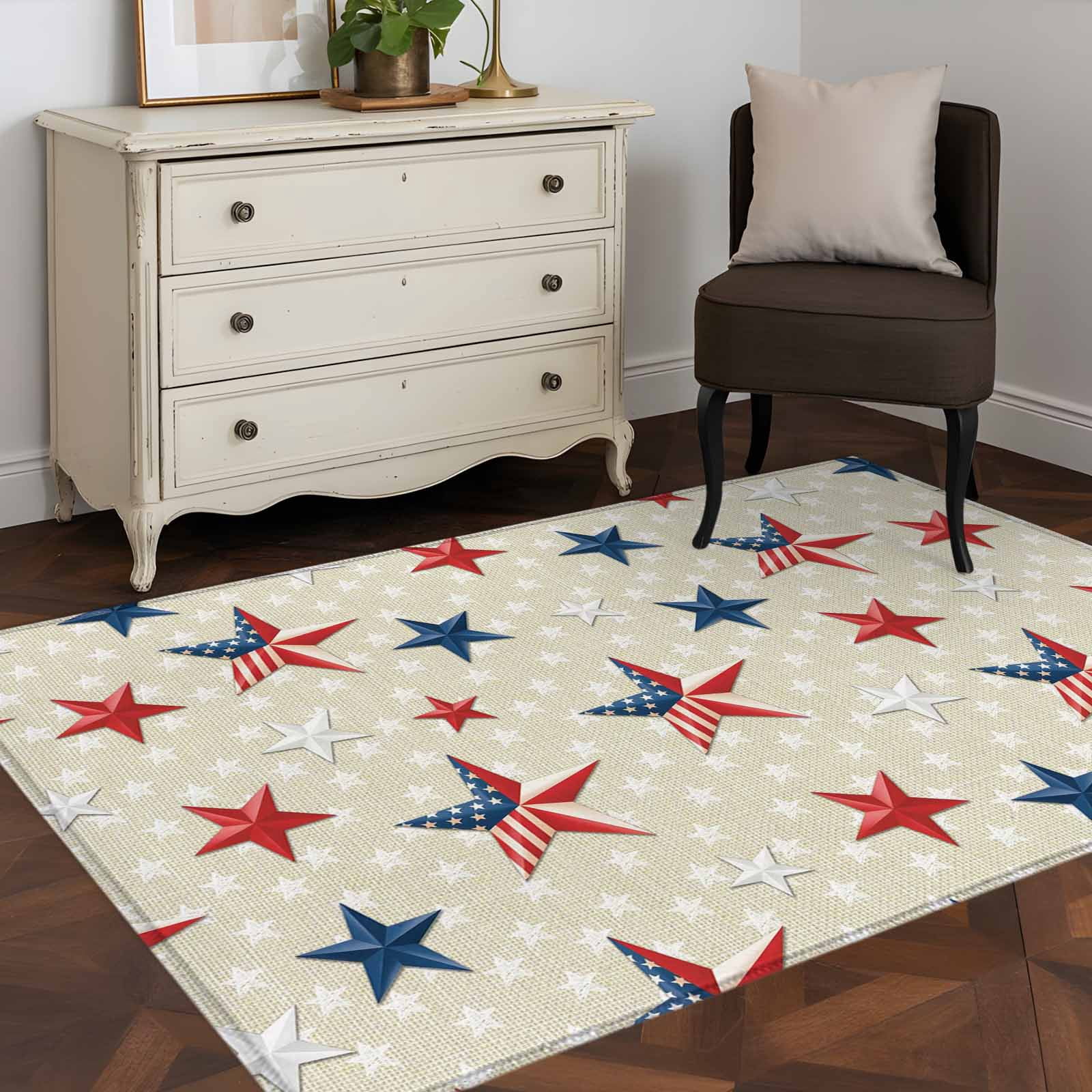 Area Rug 36×60in, Independence Day USA Flag Star Floor Carpet Living ...