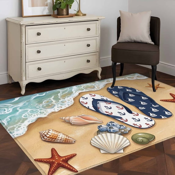Area Rug 36×60in, Ocean Anchor Sailboat Slippers Floor Carpet Living ...