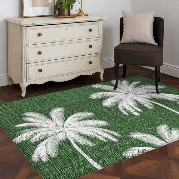 Area Rug 36×60in, Tropical Coconut Tree Silhouette Floor Carpet Living ...