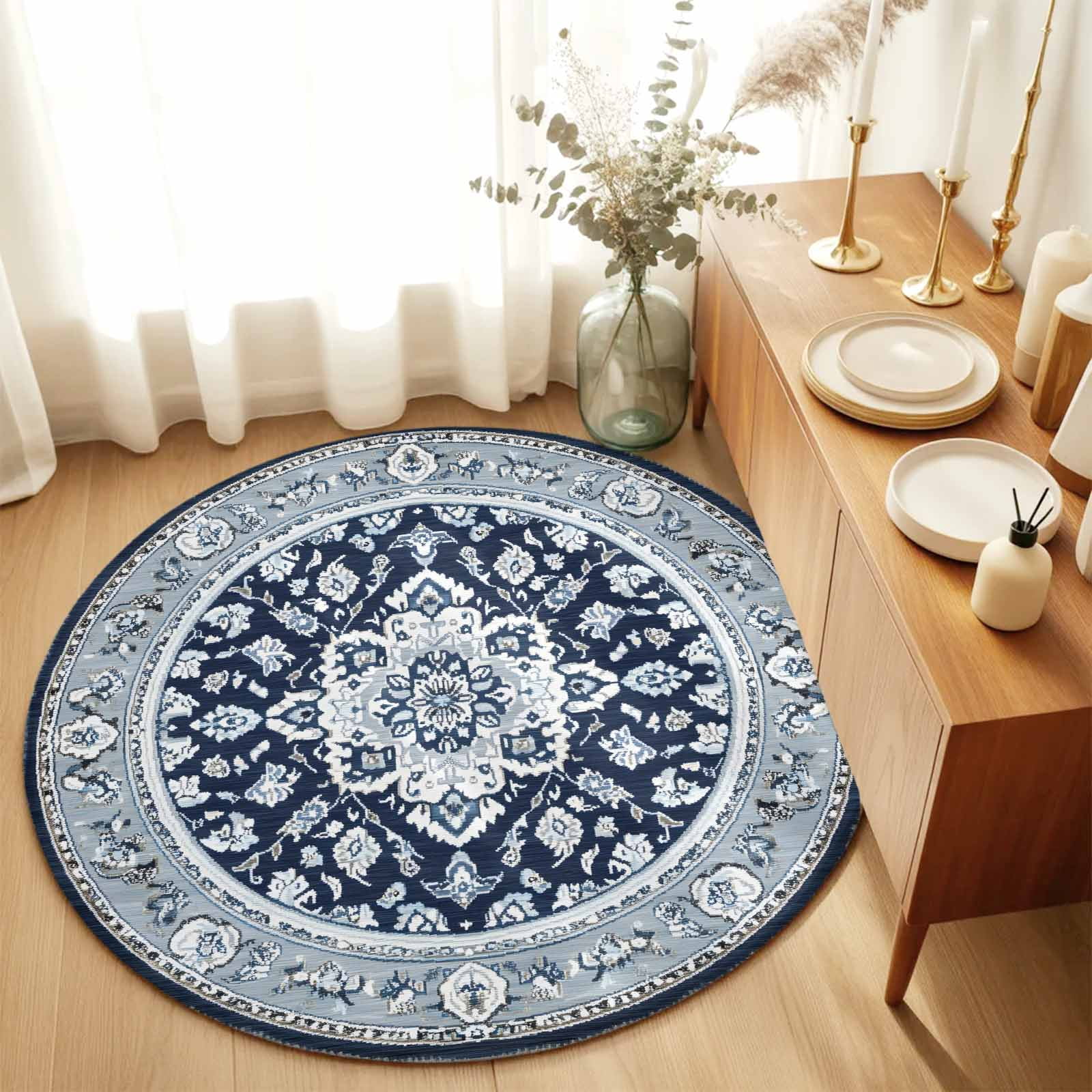 Area Rug 36in, Abstract Bohemian Ethnic Floral Floor Carpet Living Room ...