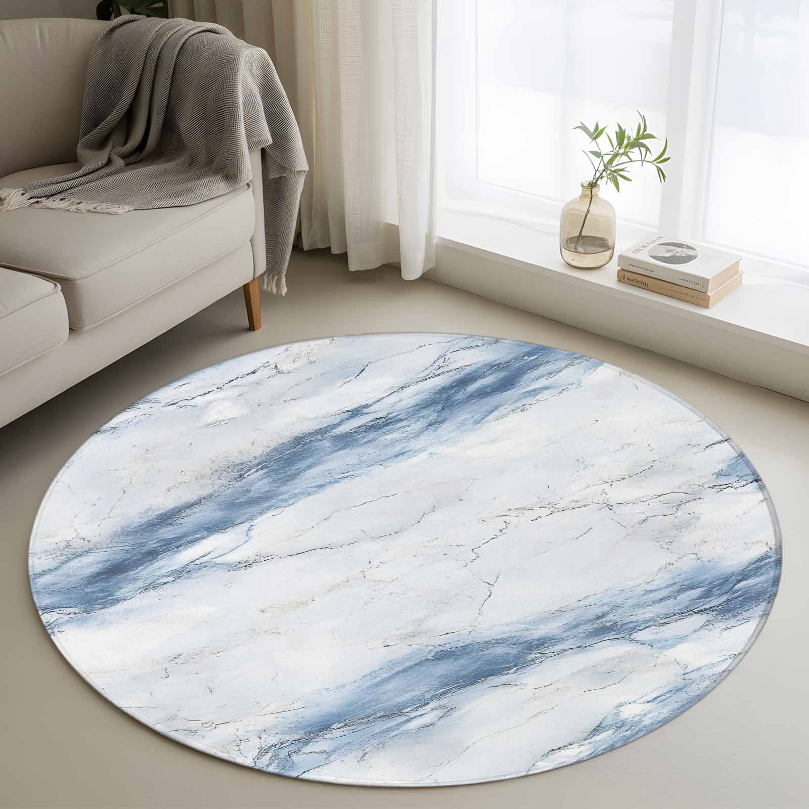 Area Rug 36in, Abstract Marble Texture Floor Carpet Living Room Rug ...