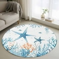 Area Rug 36in, Blue Coral Starfish Jellyfish on White Floor Carpet ...