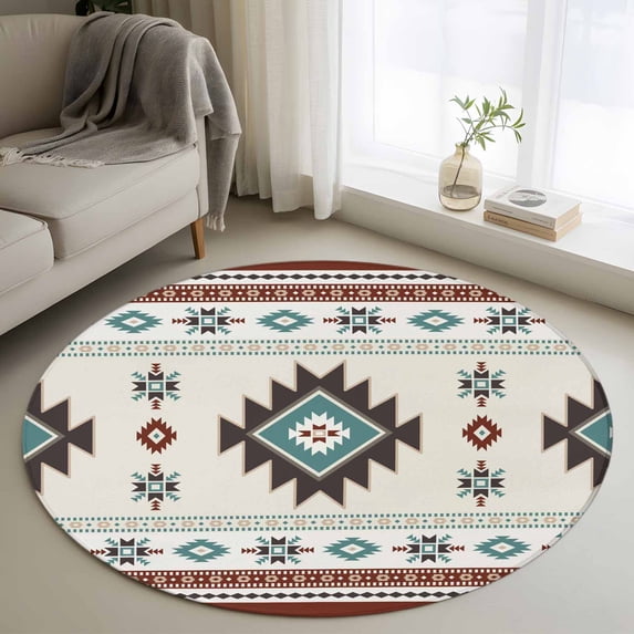Area Rug 36in, Classic Aztec Pattern Floor Carpet Living Room Rug ...