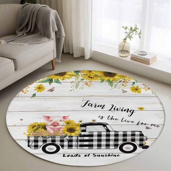 Area Rug 36in, Farm Sunflowers on Top Floor Carpet Living Room Rug ...