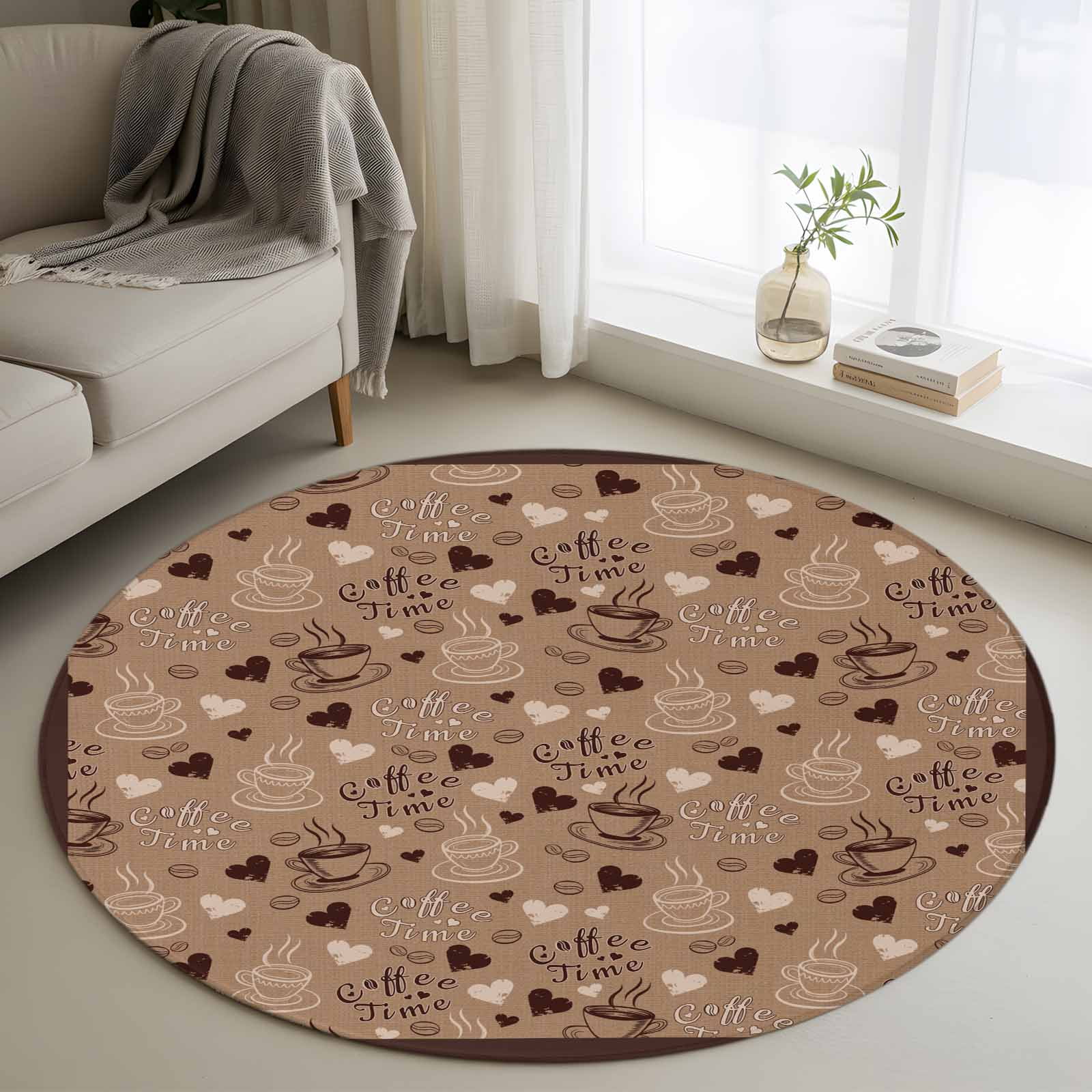 Area Rug 36in, Farmhouse Coffee Time Text Floor Carpet Living Room Rug ...