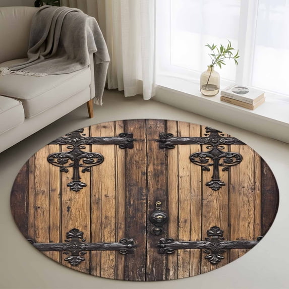 Area Rug 36in, Farmhouse Vintage Wood Board Floor Carpet Living Room ...