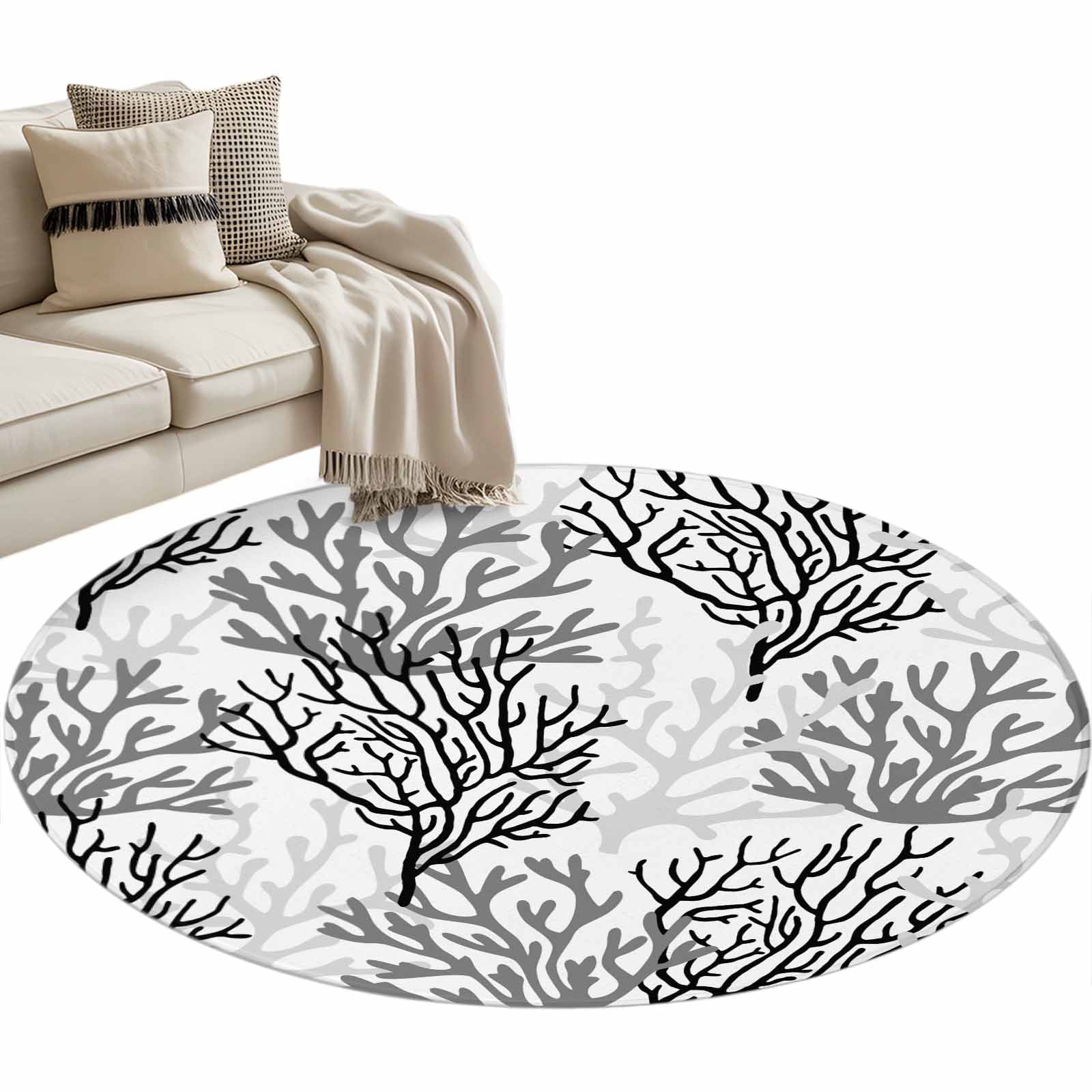 Area Rug 36in, Gradient Black Gray Coral Sea Ocean Summer Floor Carpet ...